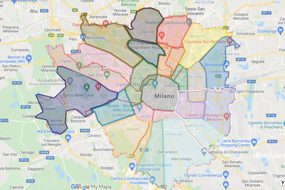 Mappa Area C e B Milano – Disciules Nord Italia